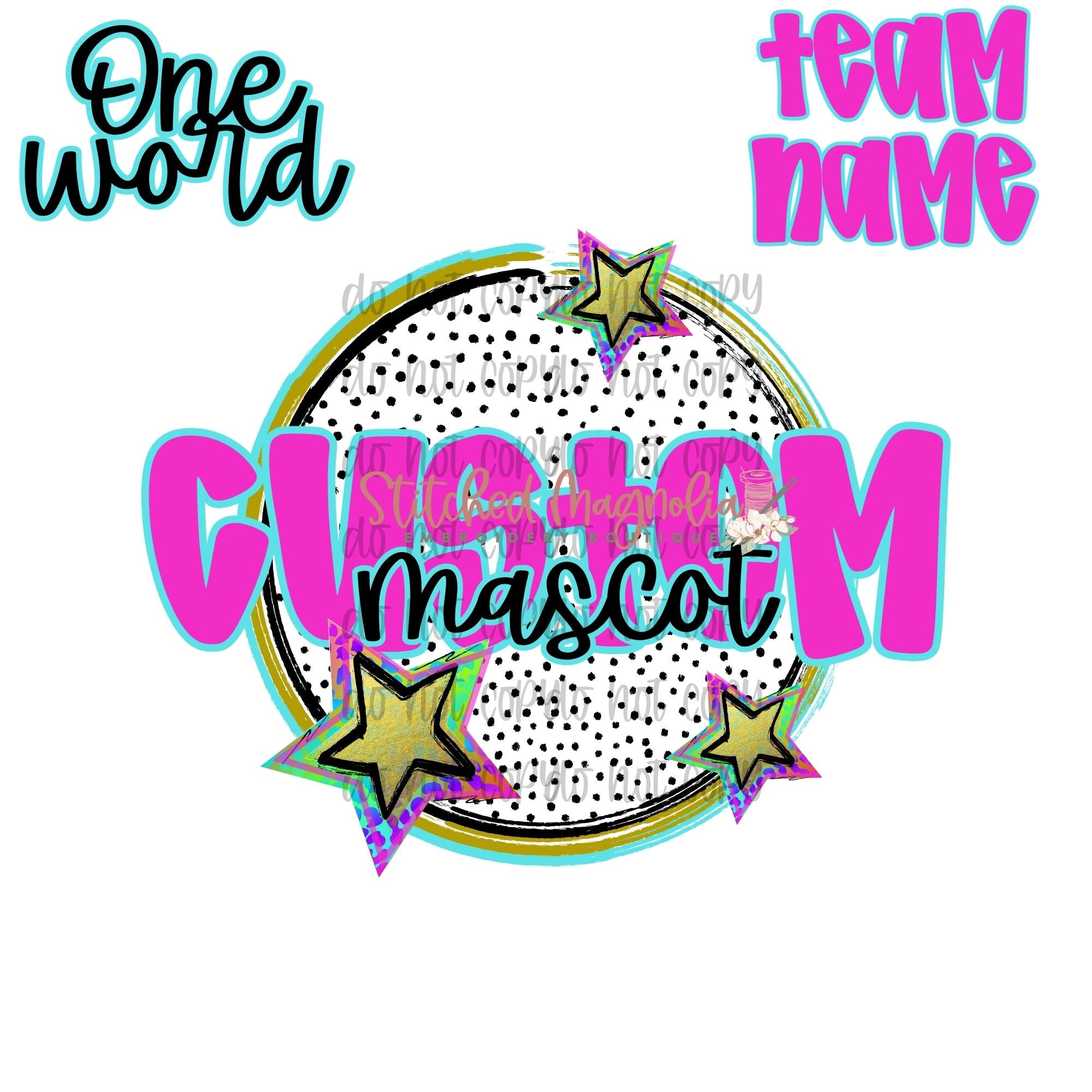 Custom Mascot Preppy Circle Digital File PNG – Stitched Magnolia